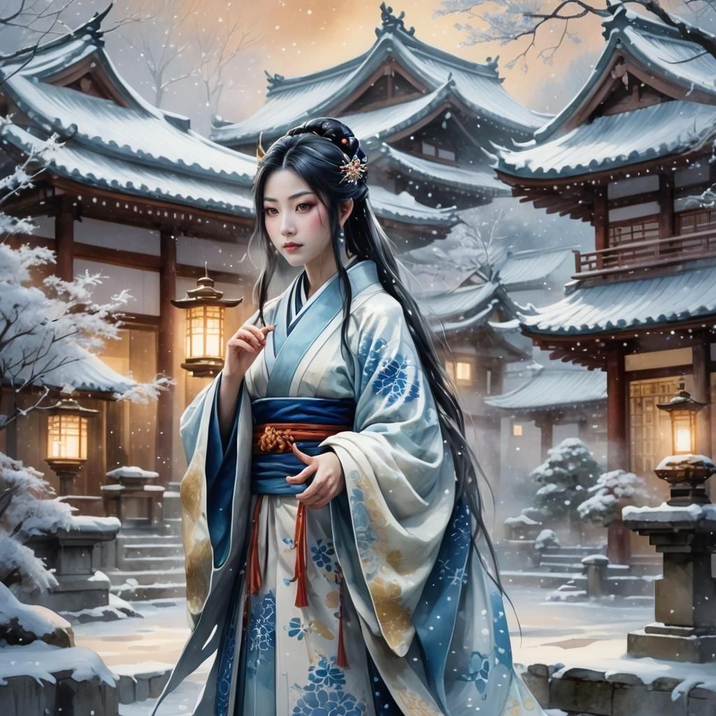 beautiful girl in winter - Surreal Winter Goddess in Snowy J...