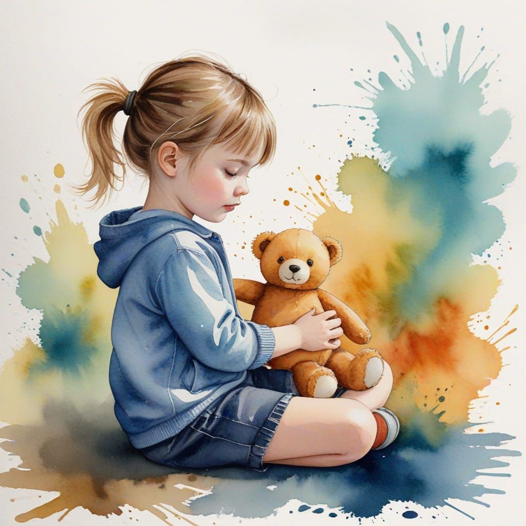 Kidcore Liminal Watercolor - Kidcore Liminal Scene in Waterc...