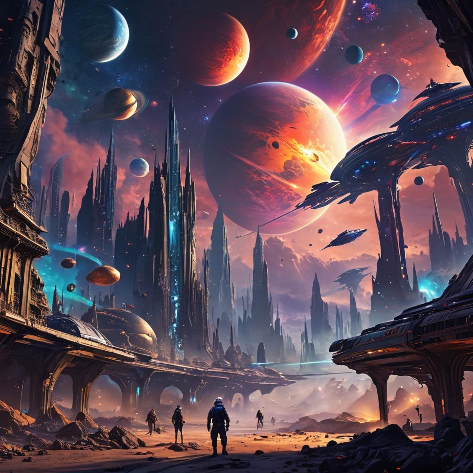 a new stunning framed of new planet colonized for humans with aliens ...