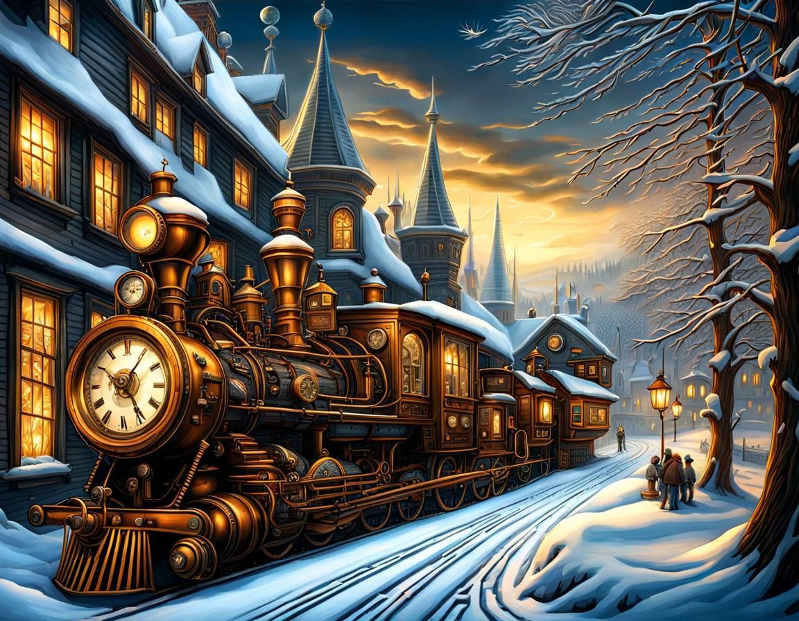 Steampunk Winter Wonderland - AI Generated Artwork - NightCafe Creator