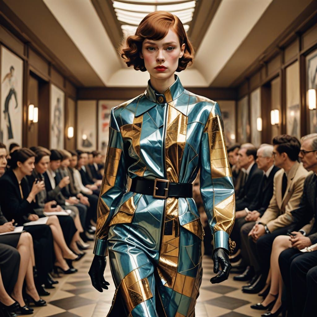 Future Homosaurus Struts in Art Deco Glamour - AI Art