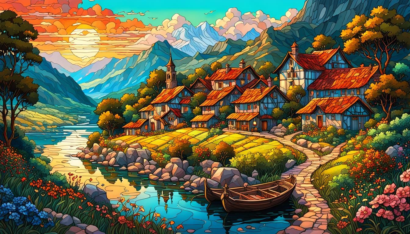 VILLAGE HARBOUR - AI Generated Artwork - NightCafe Creator