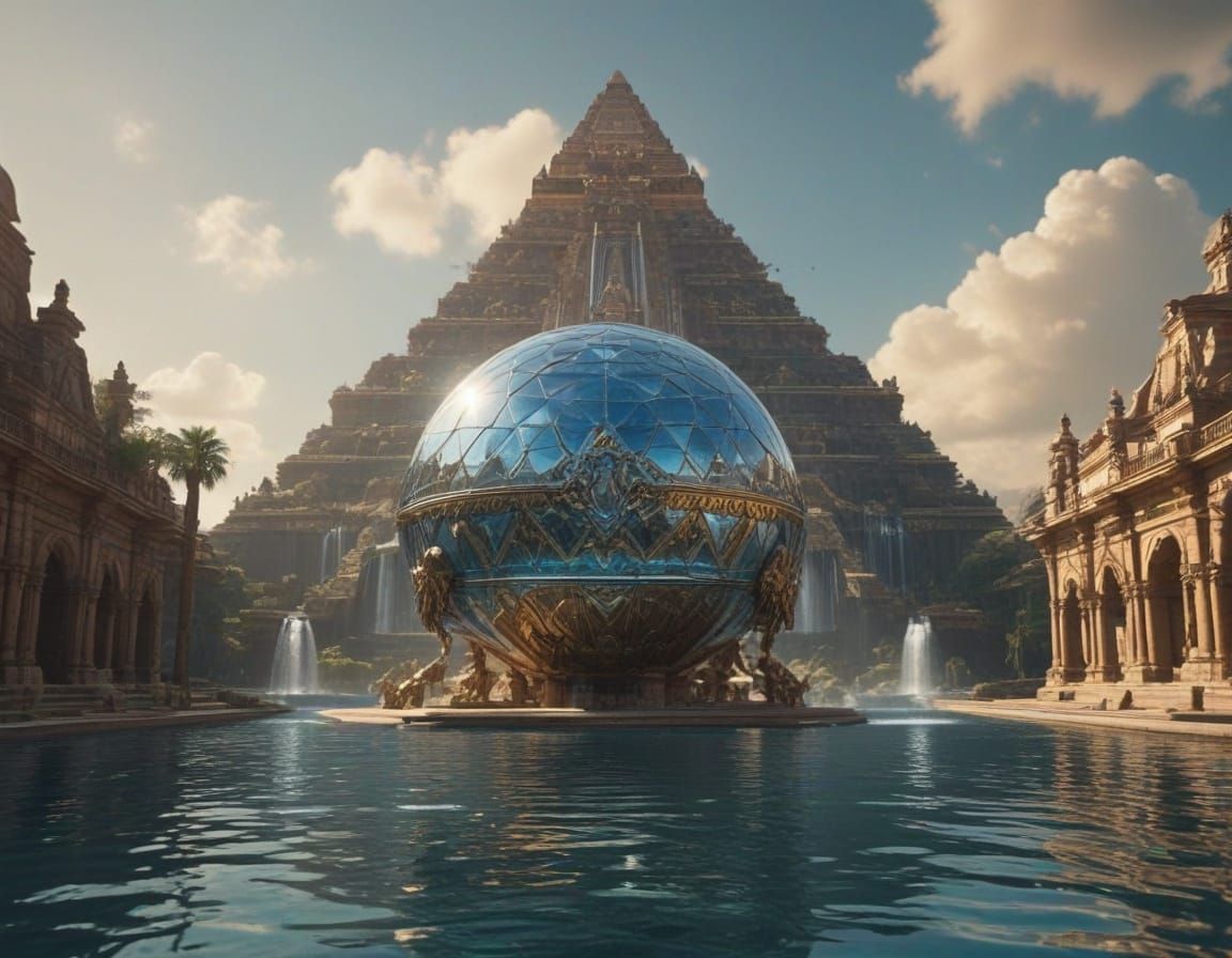 Archangel in Armor Radiates Glory Over Pyramid-Sha... - AI Art