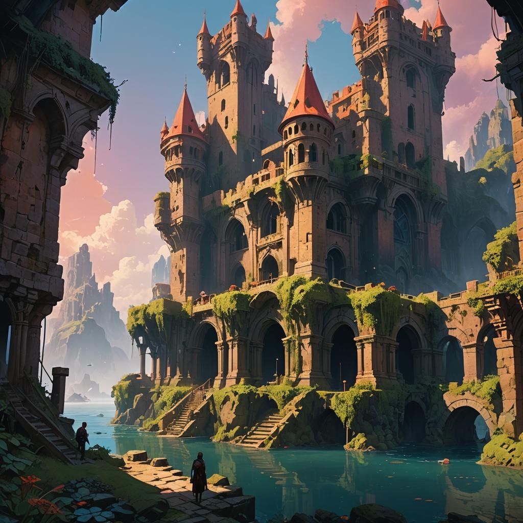 Half-submerged Castle ruins, ver. 3 - AI Generated Artwork - NightCafe ...