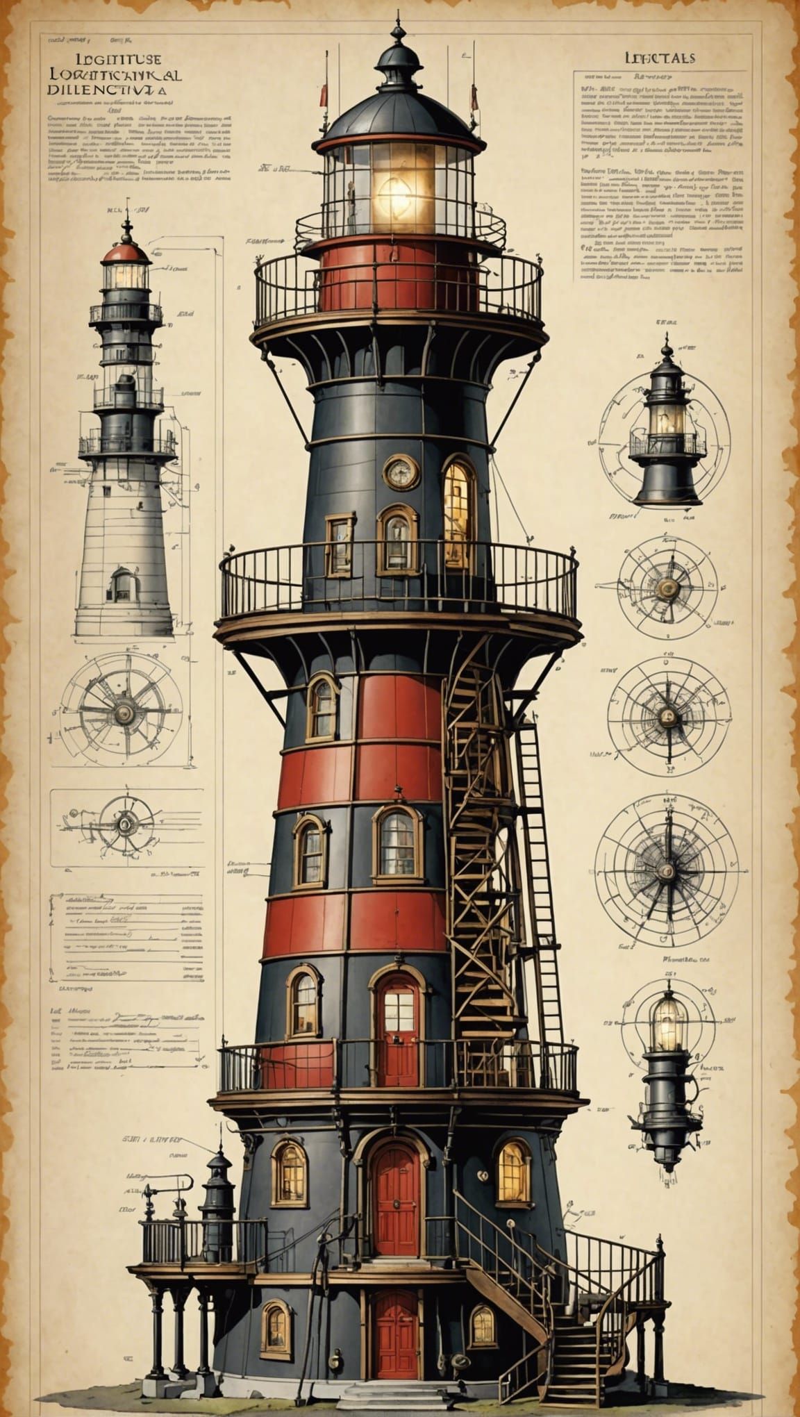 Technical drawing of a lighthouse - AI Generated Artwork - NightCafe Creator