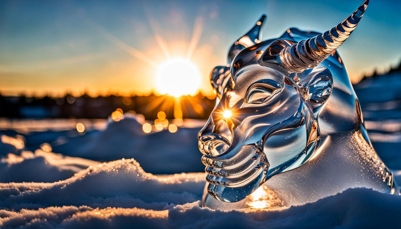 Ice Bull Head Sculpture - AI Generated Artwork - NightCafe Creator