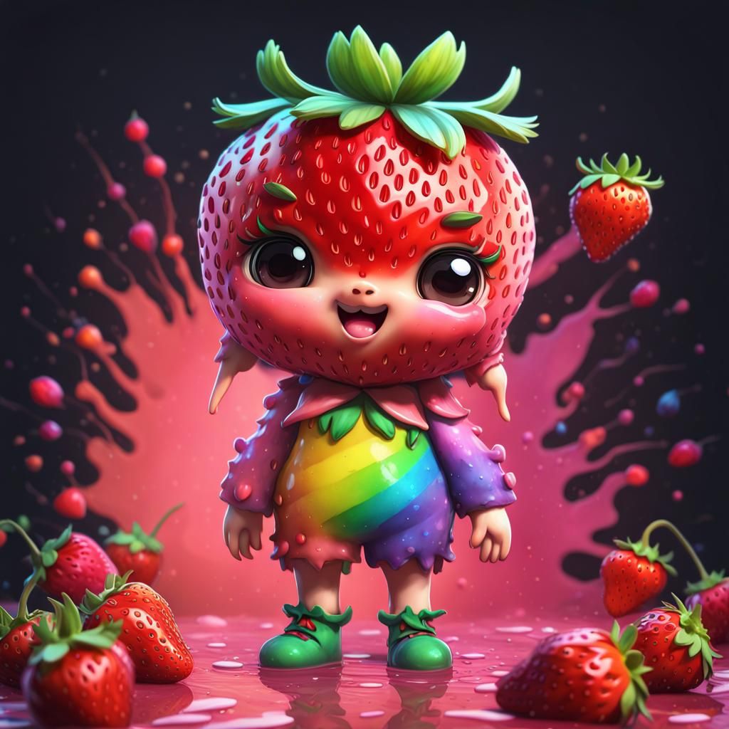 Rainbow Strawberry Head - AI Generated Artwork - NightCafe Creator