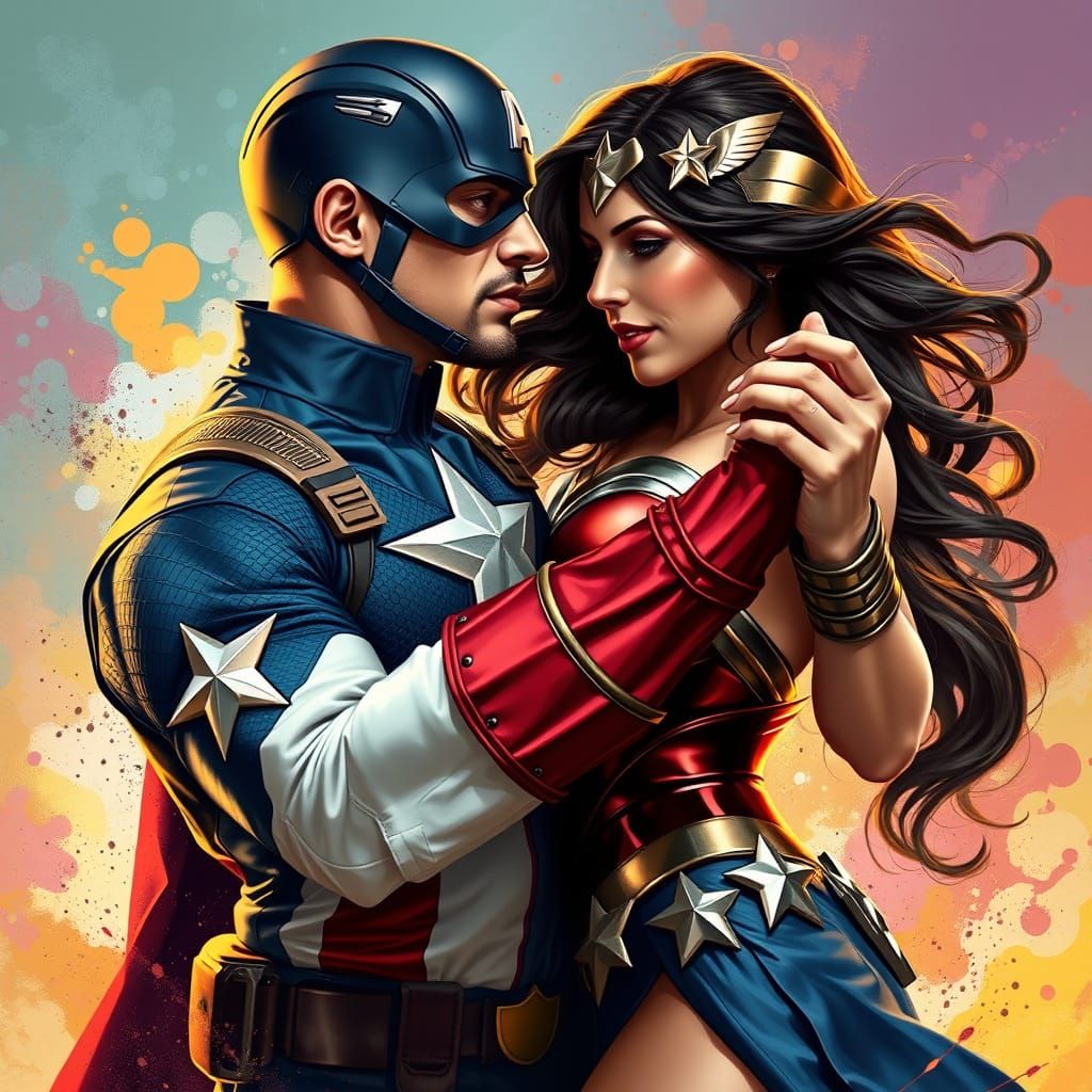 Dramatic Superhero Tango in Hyperrealistic Splash ... - AI Art
