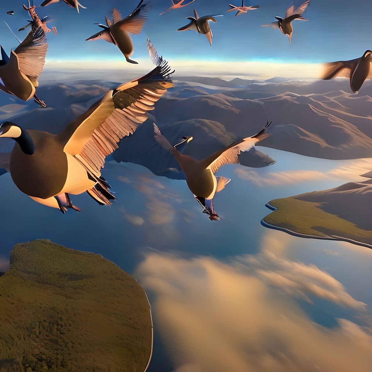 Canadian Geese migrating - AI Generated Artwork - NightCafe Creator