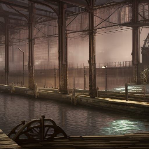 Victorian dock warehouse - AI Generated Artwork - NightCafe Creator