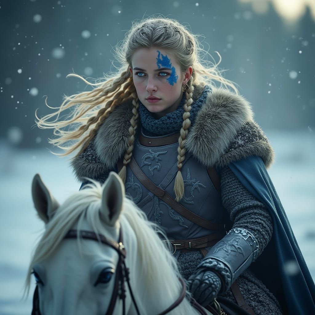 Viking Shieldmaiden - Fierce Viking Shieldmaiden in Stormy B...