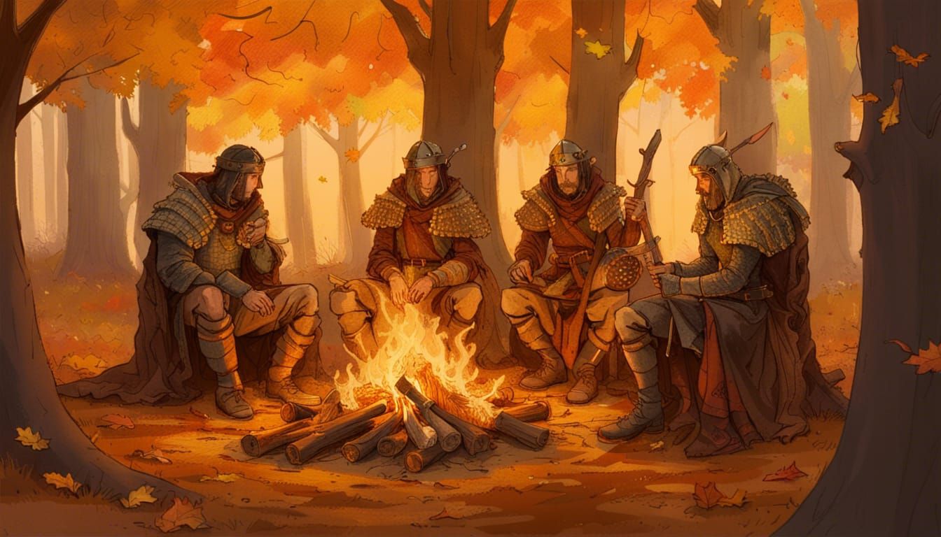 Campfire in the Medieval Oaken Woods - AI Generated Artwork - NightCafe ...