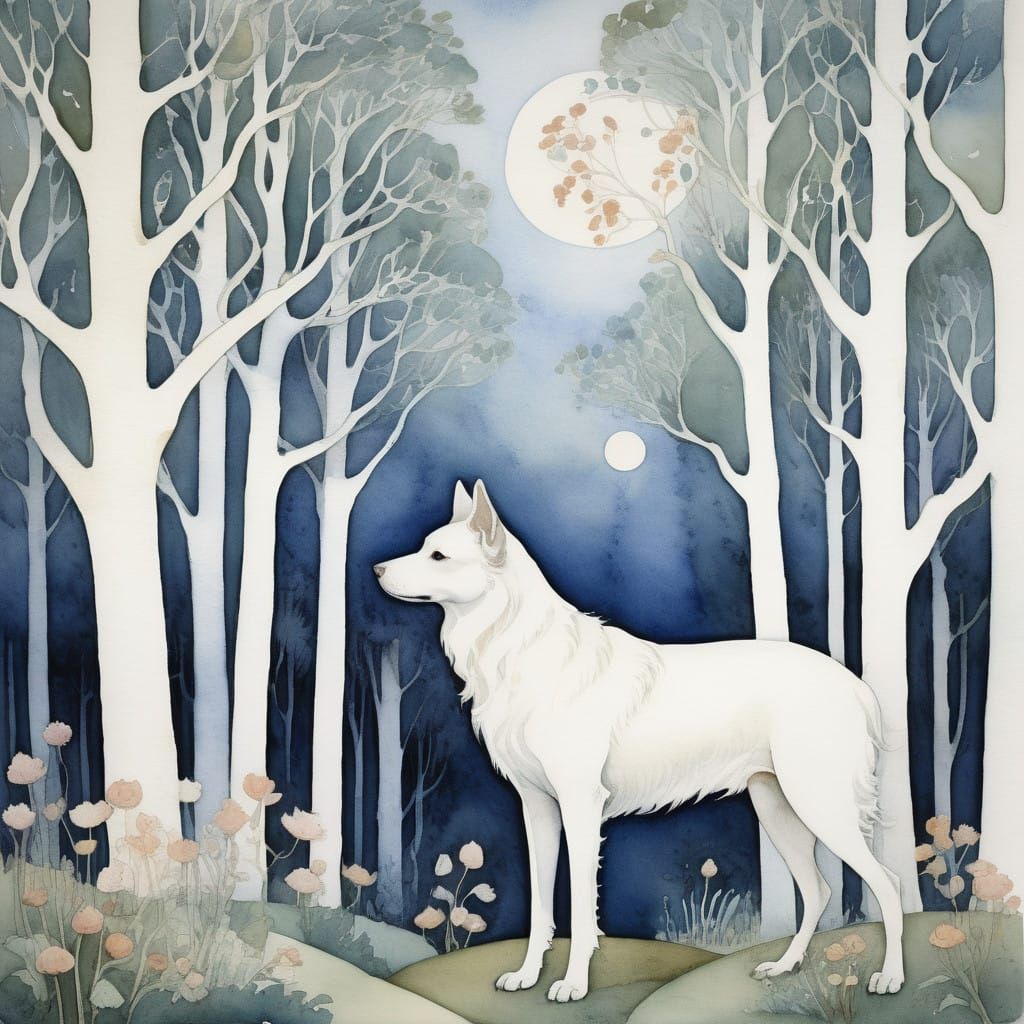Neva by Nómada Studio - Whimsical Watercolor Dog in Majestic...