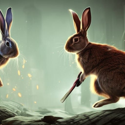 rabbit dueling dall-e 2 - AI Generated Artwork - NightCafe Creator