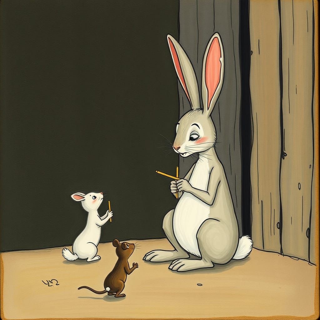 Surrealist Rabbit Contemplates Whimsical Scene - AI Art