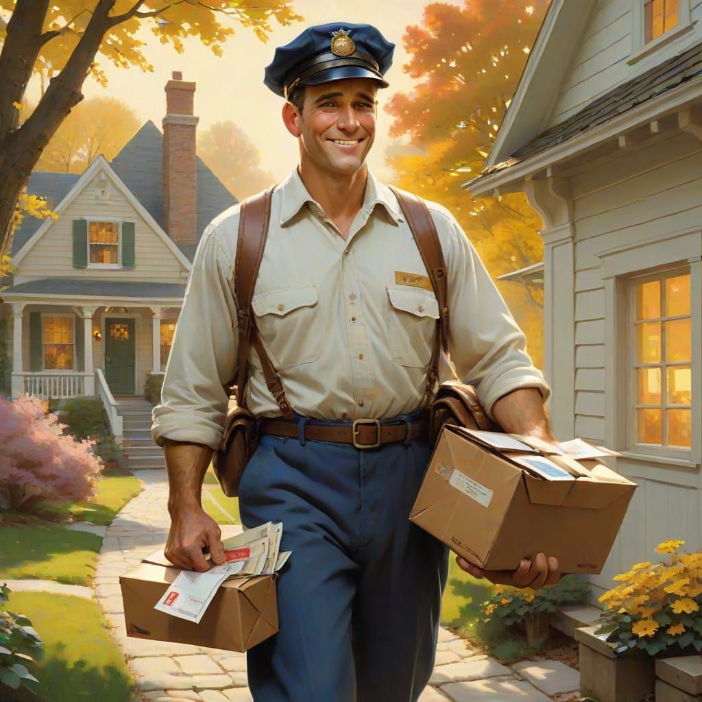 Handsome Mailman in Nostalgic Realism Style - AI Art