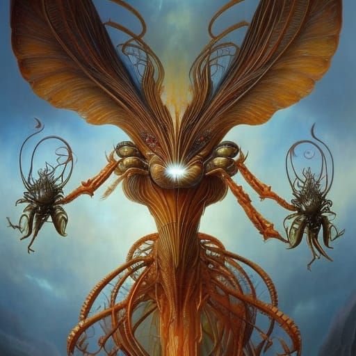 An elaborate eldritch abomination Mi-Go, an insectoid creature with ...