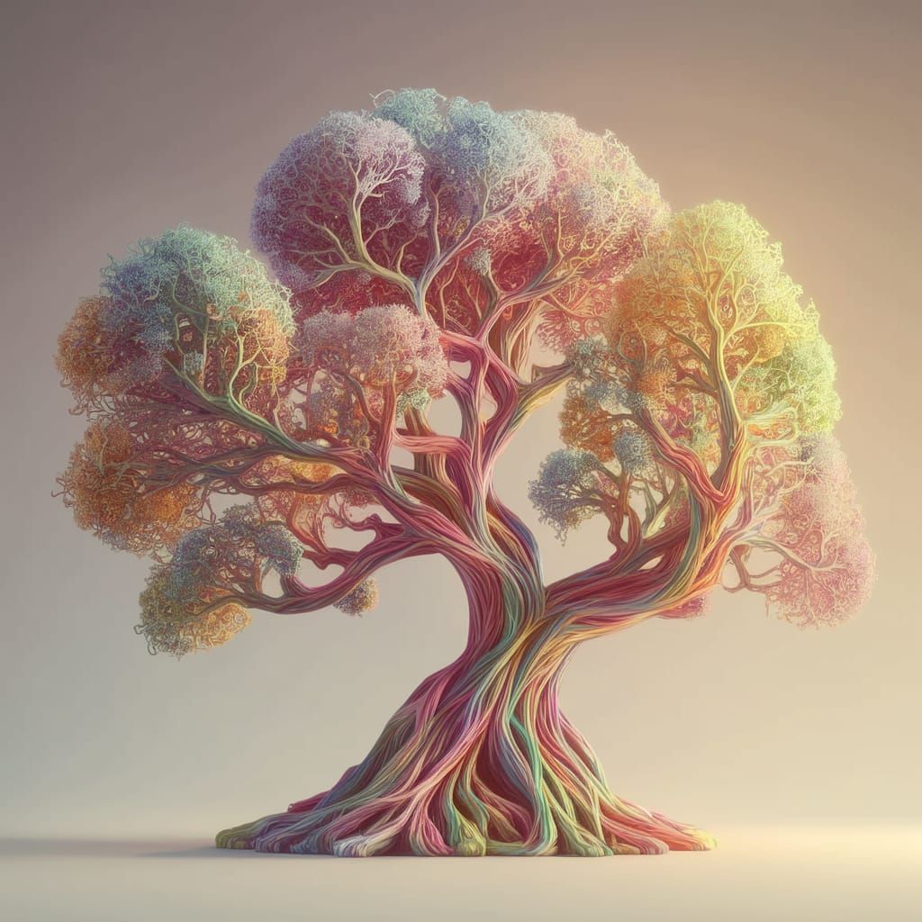 Abstract sculpture of a tree - Vibrant Abstract Tree Sculpt...