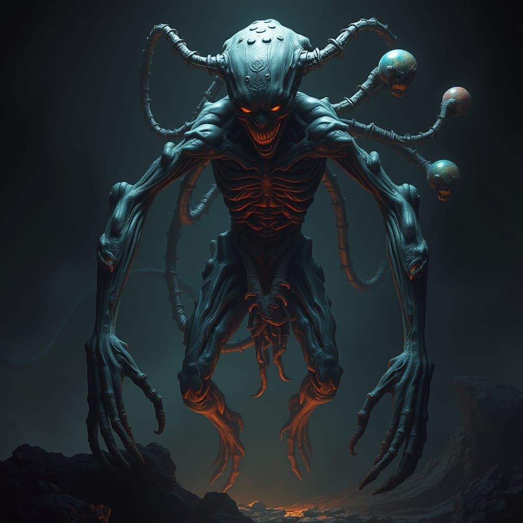 uncontroled mutation - Twisted, Humanoid Figure in Biolumine...