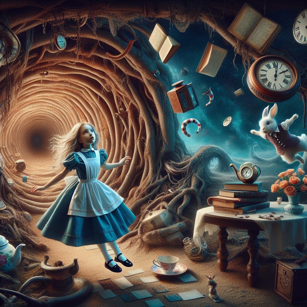 Alice Falling - AI Generated Artwork - NightCafe Creator