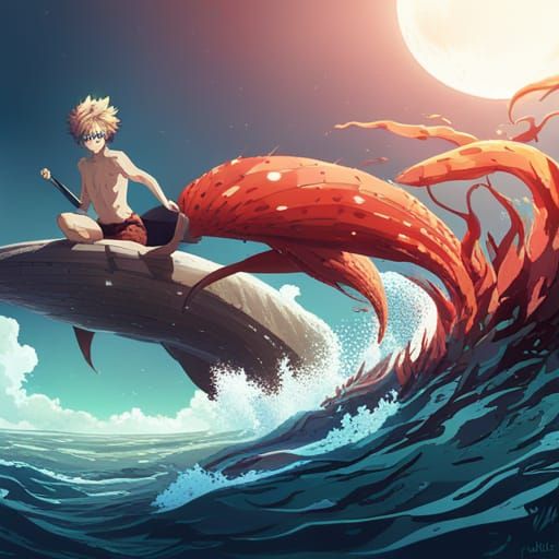 Katsuki Bakugo as a merman with a crimson red tail. - AI Generated ...