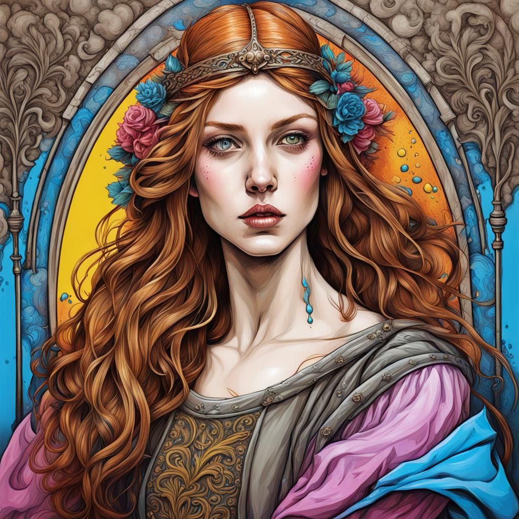 Pre Raphaelite Poster Girl - AI Generated Artwork - NightCafe Creator