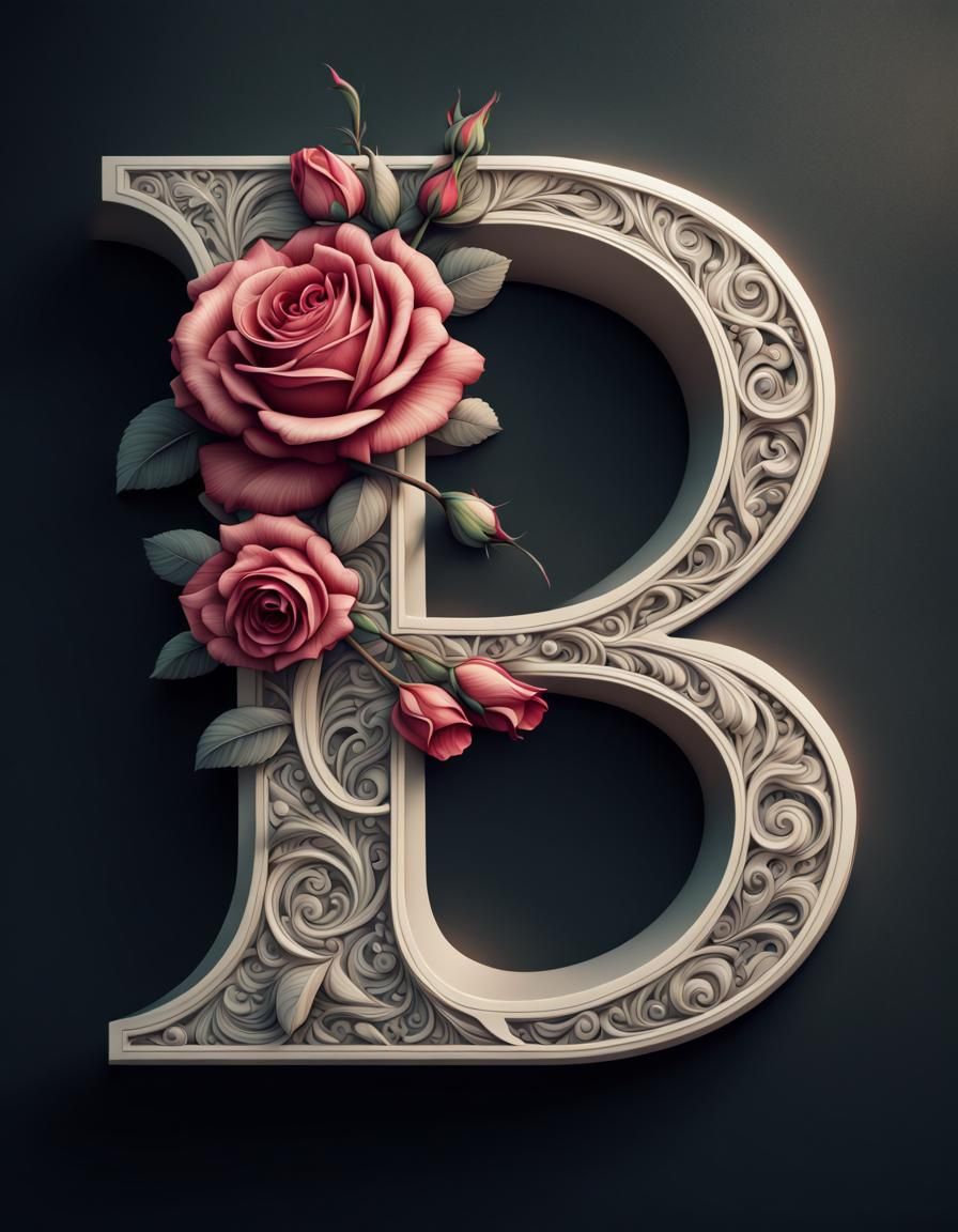 Letter B With Roses - AI Generated Artwork - NightCafe Creator