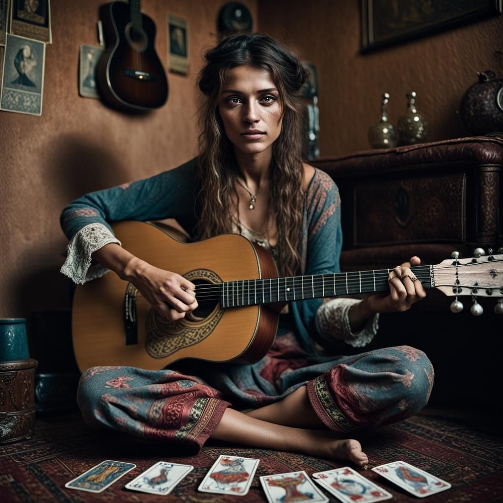 Gypsy guitarist - AI Generated Artwork - NightCafe Creator