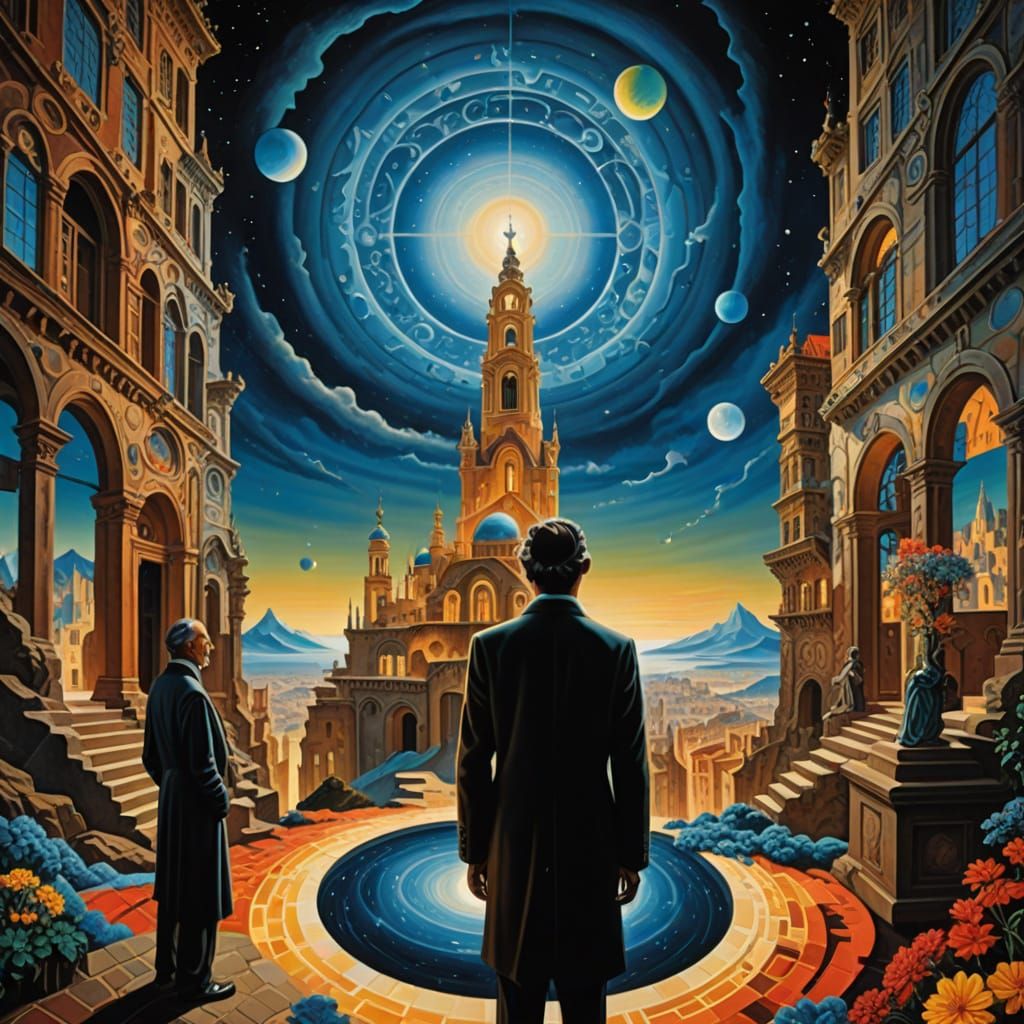 Surreal Divine Beings in Infinite Cityscape - AI Art