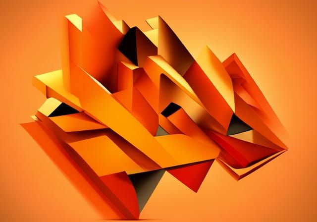 Orange black red cubist painting, Neo-Cubism, layered overlapping ...