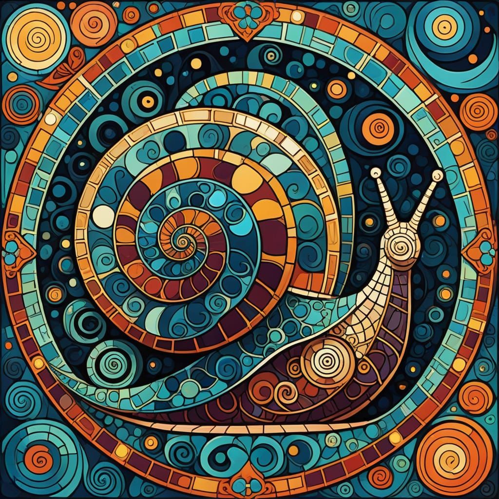 Vibrant Snail Architecture in Analogous Colors - AI Art
