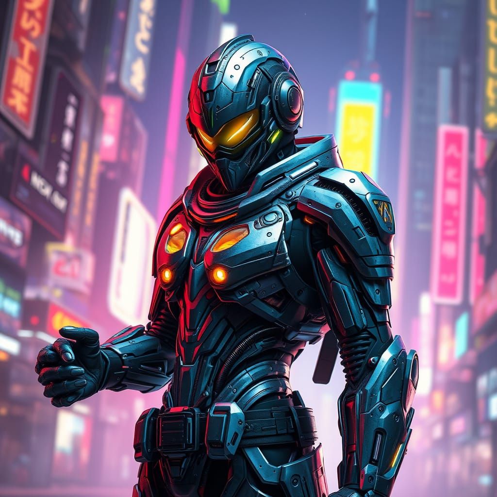 A Bounty Hunter In Sci Fi Armor Cyberpunk Bounty Hunter In