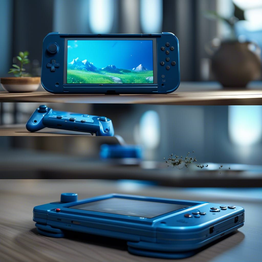 Realistic Blue Handheld Console based on Nintendo 3DS - AI Generated ...
