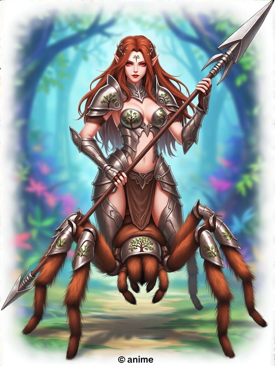 Spider Rider - Majestic Drider Warrior in Enchanted Forest
