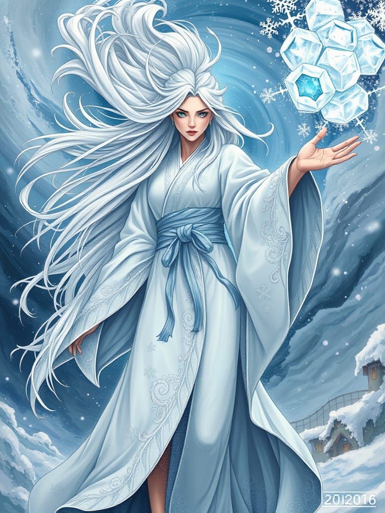 Ice Witch - Regal Winter Witch in Majestic Manga Style