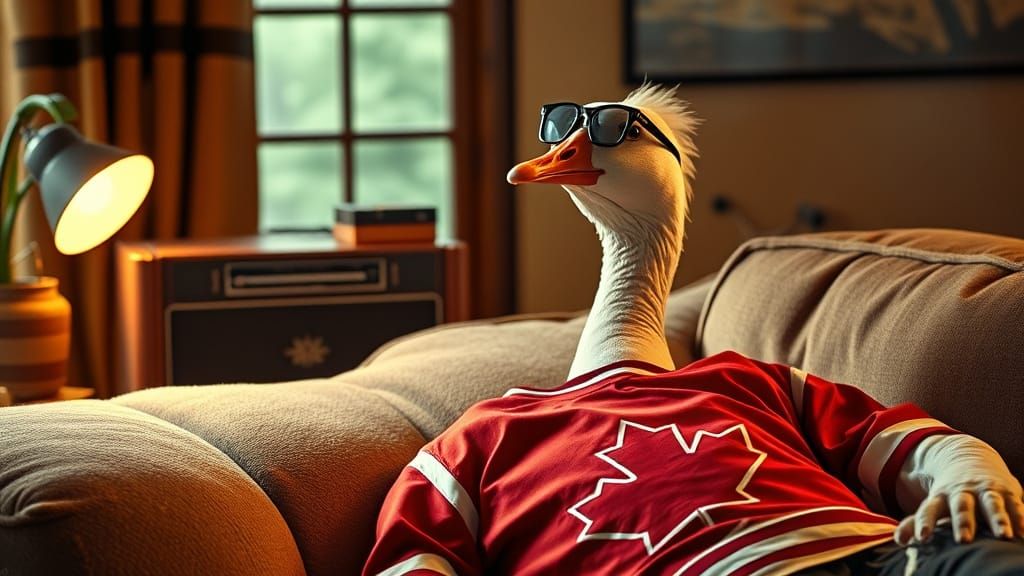 Human Canada Goose Basks in Cozy, Cinematic Atmosp... - AI Art