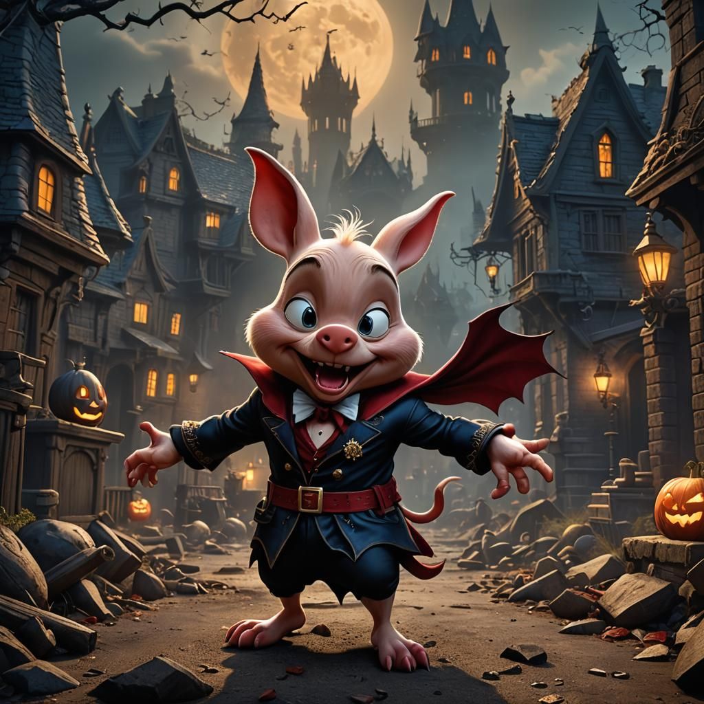 Vampire Porky Pig - AI Generated Artwork - NightCafe Creator