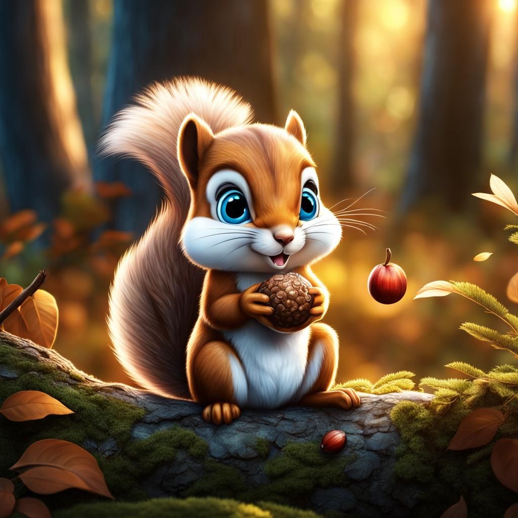 chibi style squirrel holding a nut - AI Generated Artwork - NightCafe ...