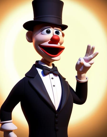Charlie McCarthy Puppet in Tuxedo: 3D Digital Art - AI Art