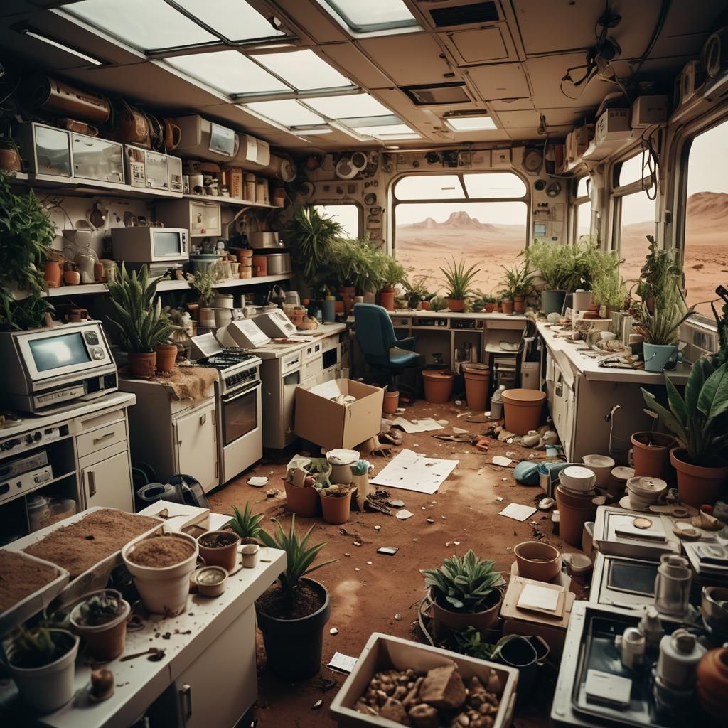 Mars base kitchen - AI Generated Artwork - NightCafe Creator