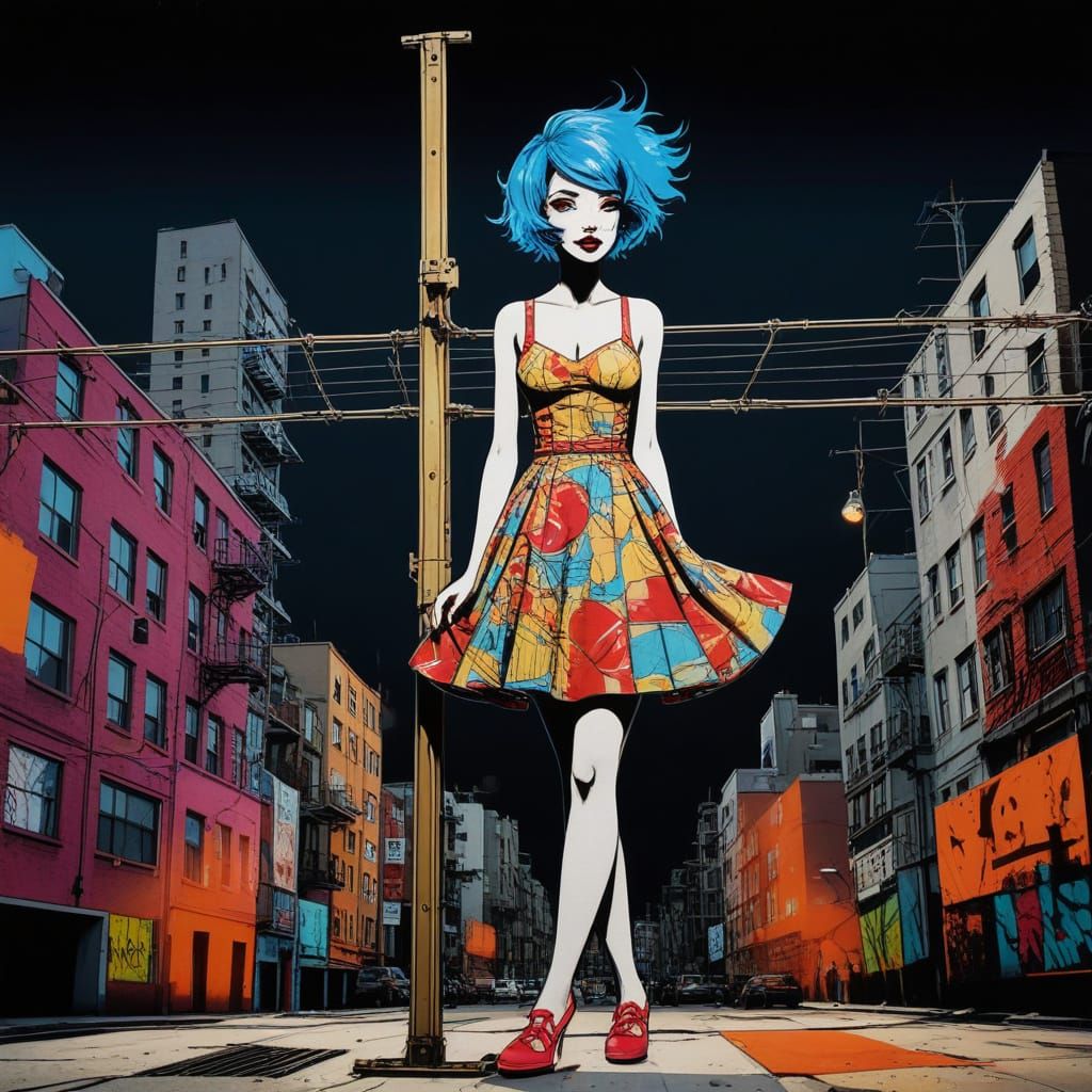 Urban Graffiti Cityscape with Infinite Architectur... - AI Art