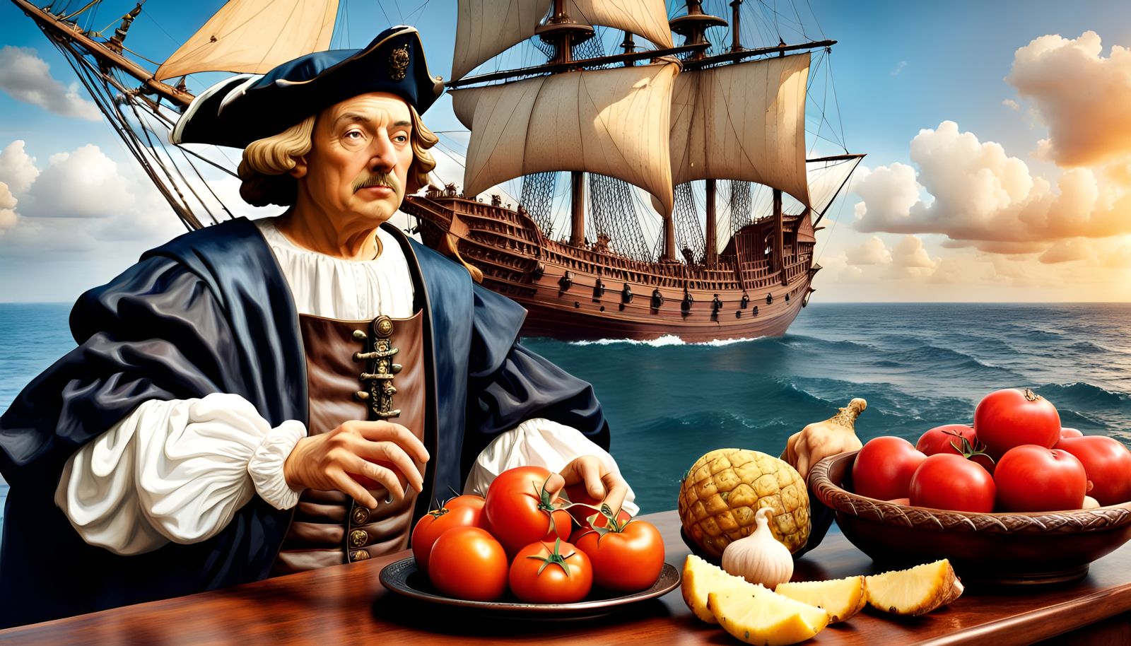 Columbus discovery of pineapple, potato, tomato and corn in the new ...