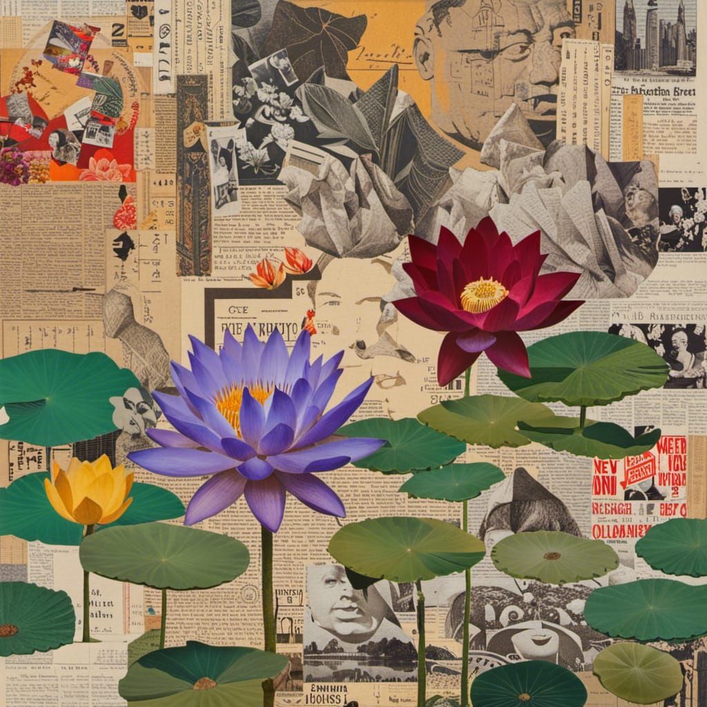 Lotus Collage - AI Generated Artwork - NightCafe Creator
