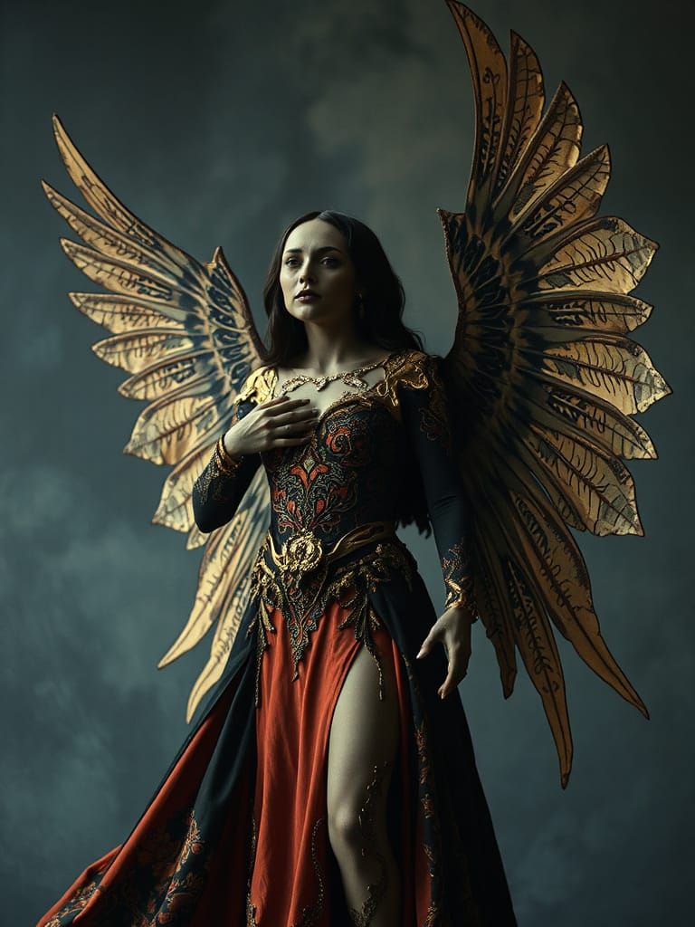 Angel of Death in Art Nouveau Splendor - AI Art