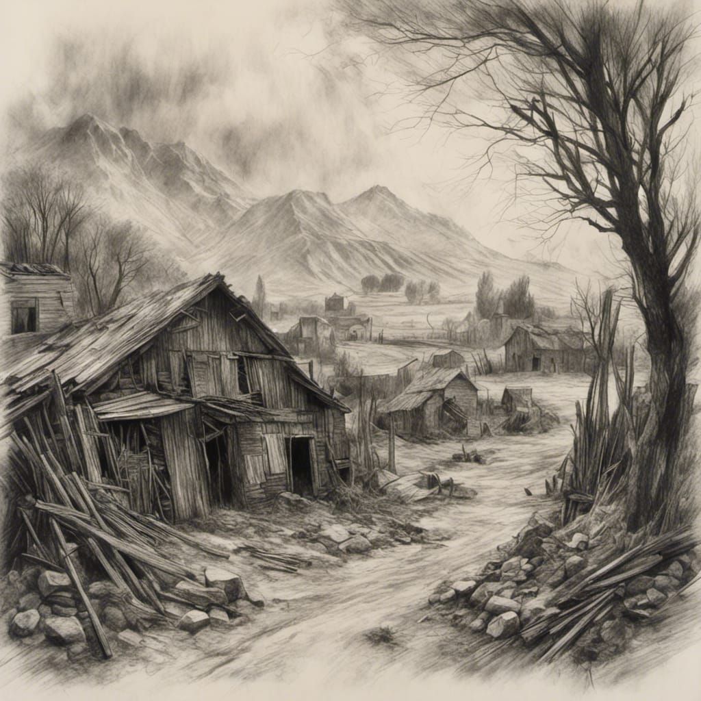 post apocalypse pencil drawing - AI Generated Artwork - NightCafe Creator