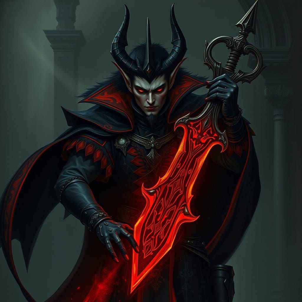 Vampire Lord in Dark Ornate Attire with Elemental ... - AI Art