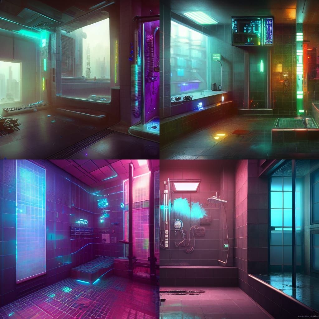 Cyberpunk shower - AI Generated Artwork - NightCafe Creator