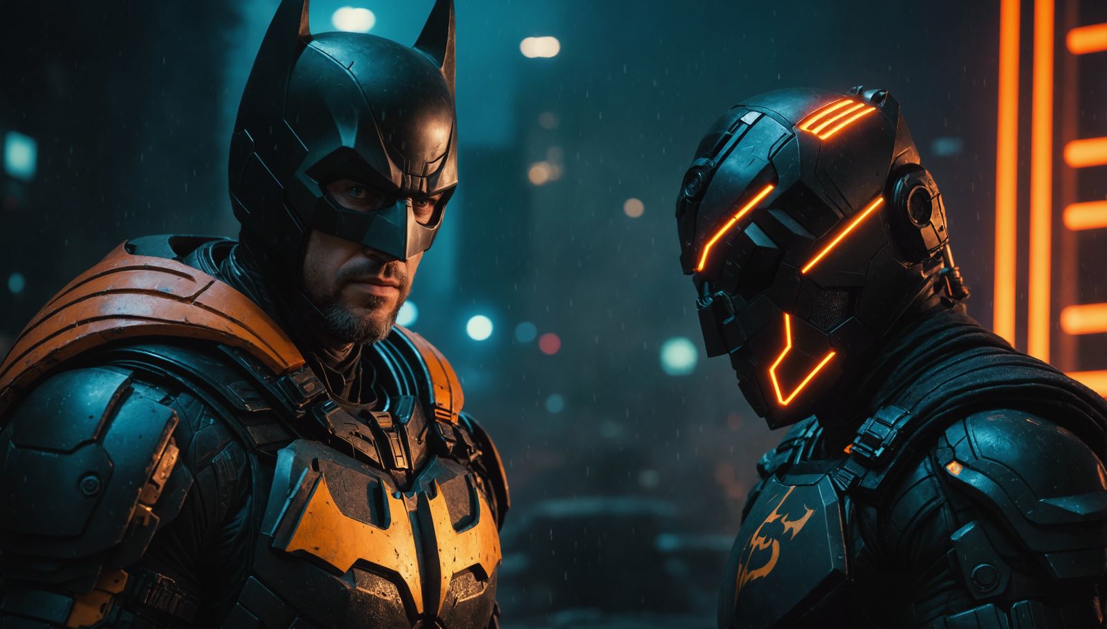 Batman and Deathstroke, Cinematic film still, shot on v-raptor XL, film ...