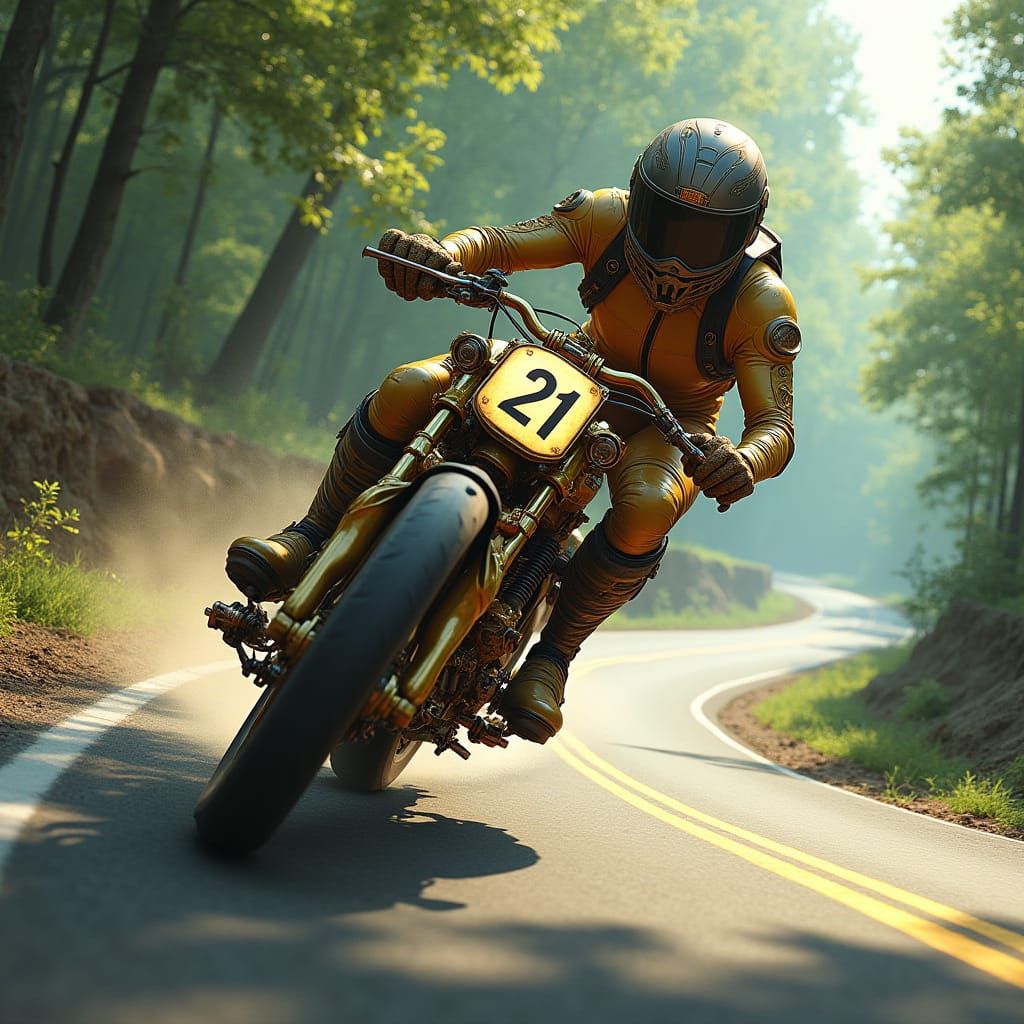 Racing to the unknown - Steampunk Road Race Bike on Forest T...