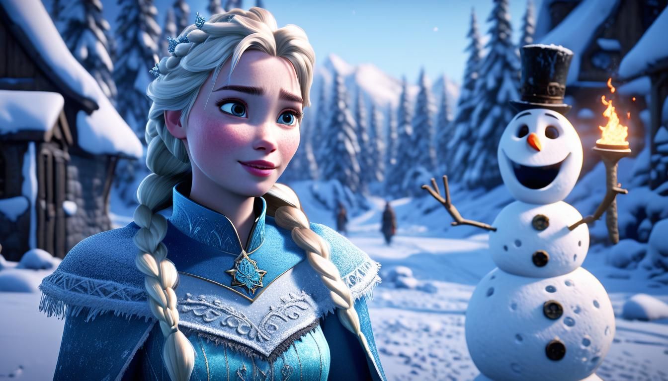 Elsa Conjures Epic Snowman Soldiers in Unreal Engi... - AI Art